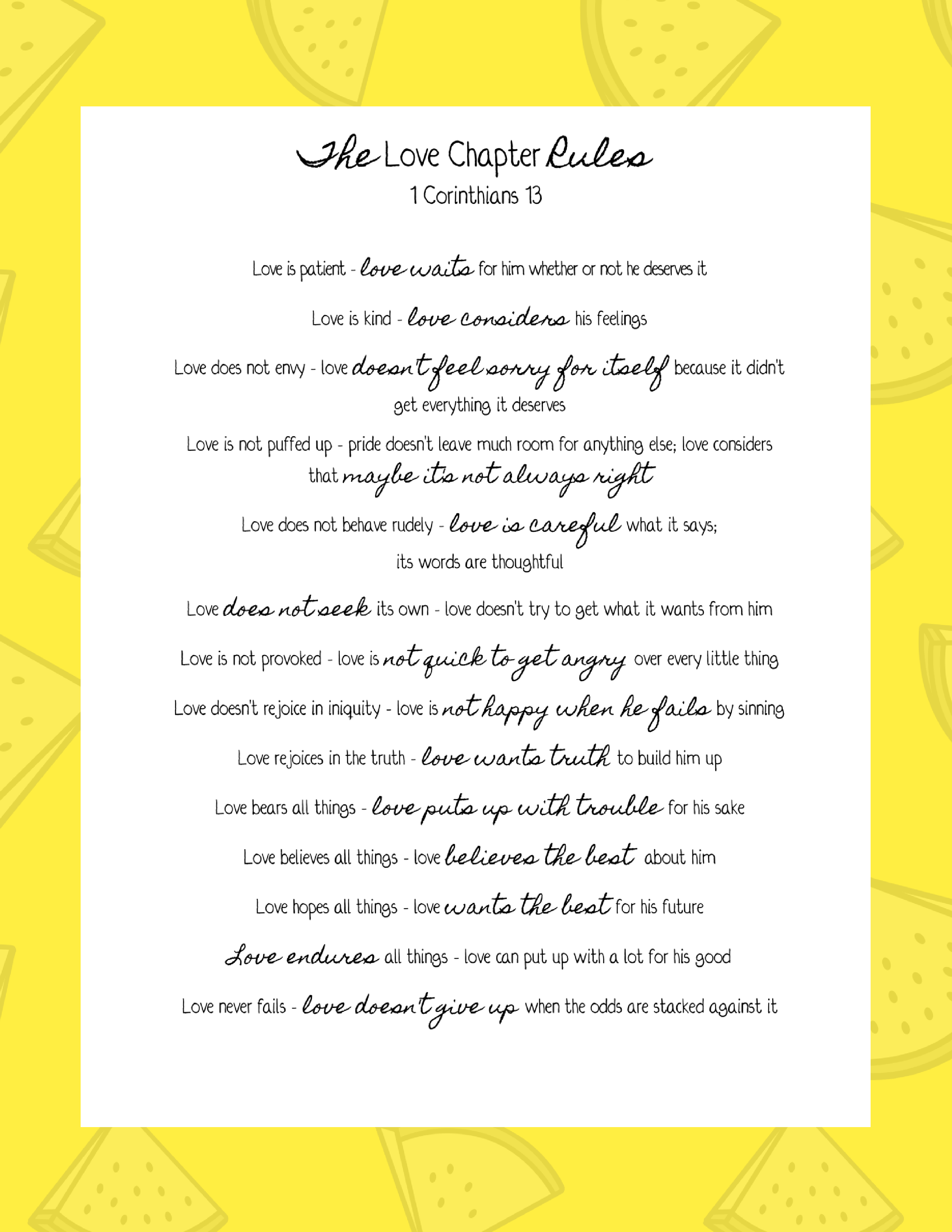 The Love Chapter Rules ICON - Seeking God with Joy | Christian Blog